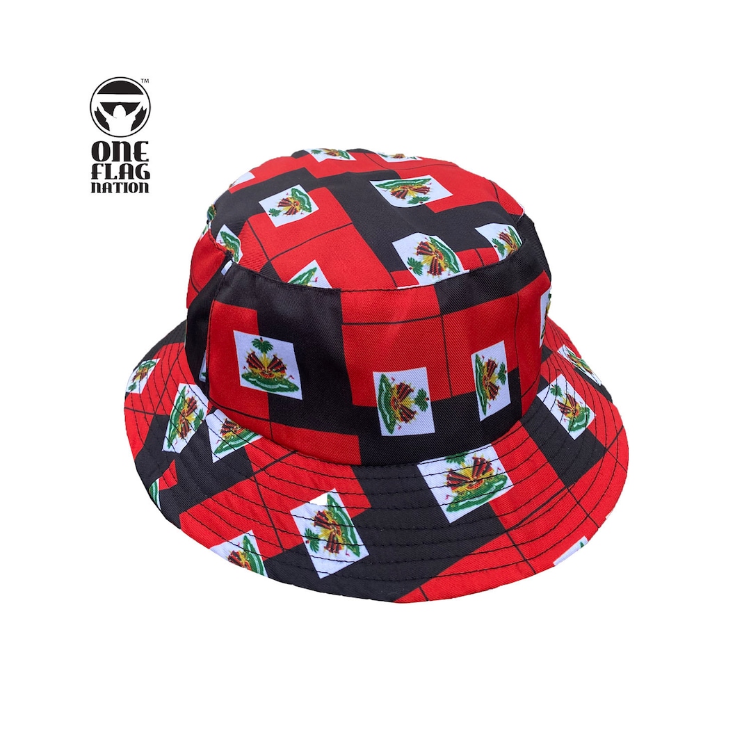 New Black & Red Haitian Flag Pattern Bucket Hat (unisex) - Etsy