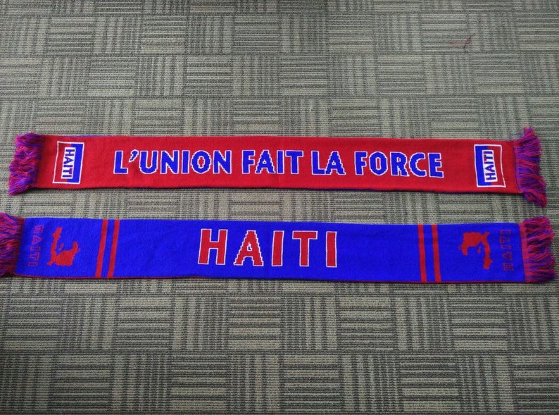 Haiti/haitian Flag Scarf - "l'union Fait La Force" - Etsy