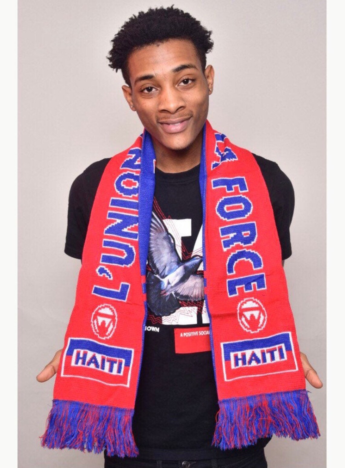 Haiti/haitian Flag Scarf - "l'union Fait La Force" - Etsy
