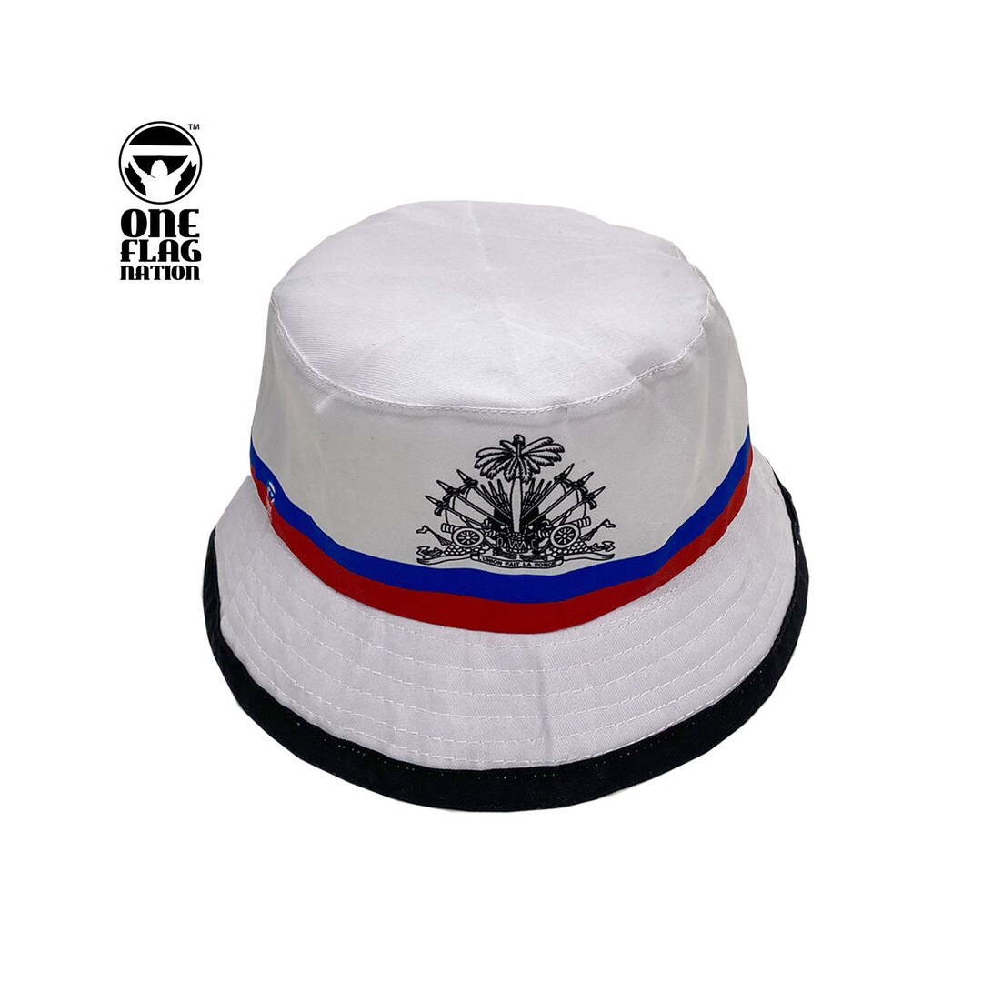 New Haitian Flag White Bucket Hat With Blue and Red Stripes (unisex) - Etsy