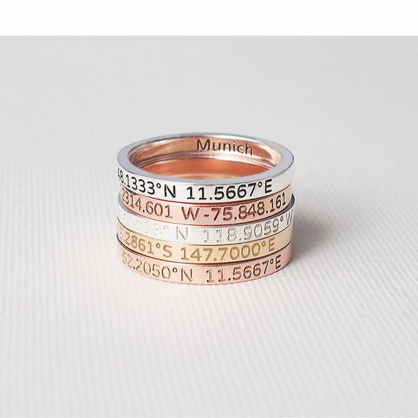 Coordinates Ring - Etsy