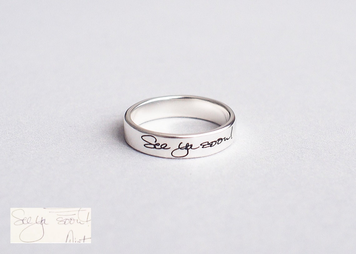 Actual Handwriting Ring / Custom Name Ring / Anniversary Rings - Etsy UK