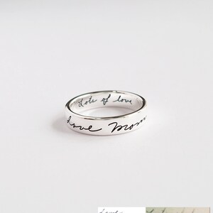 Actual Handwriting Ring / Custom Name Ring / Anniversary Rings - Etsy