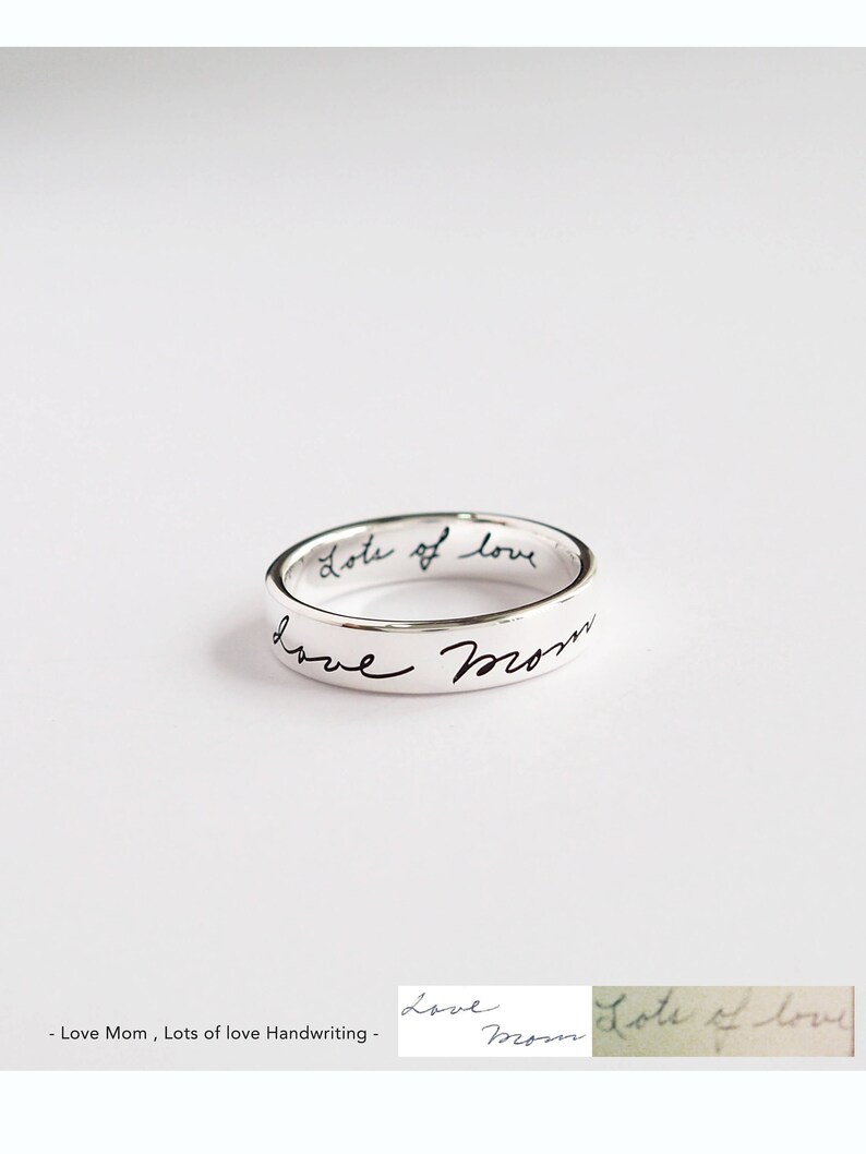Actual Handwriting Ring / Custom Name Ring / Anniversary Rings - Etsy
