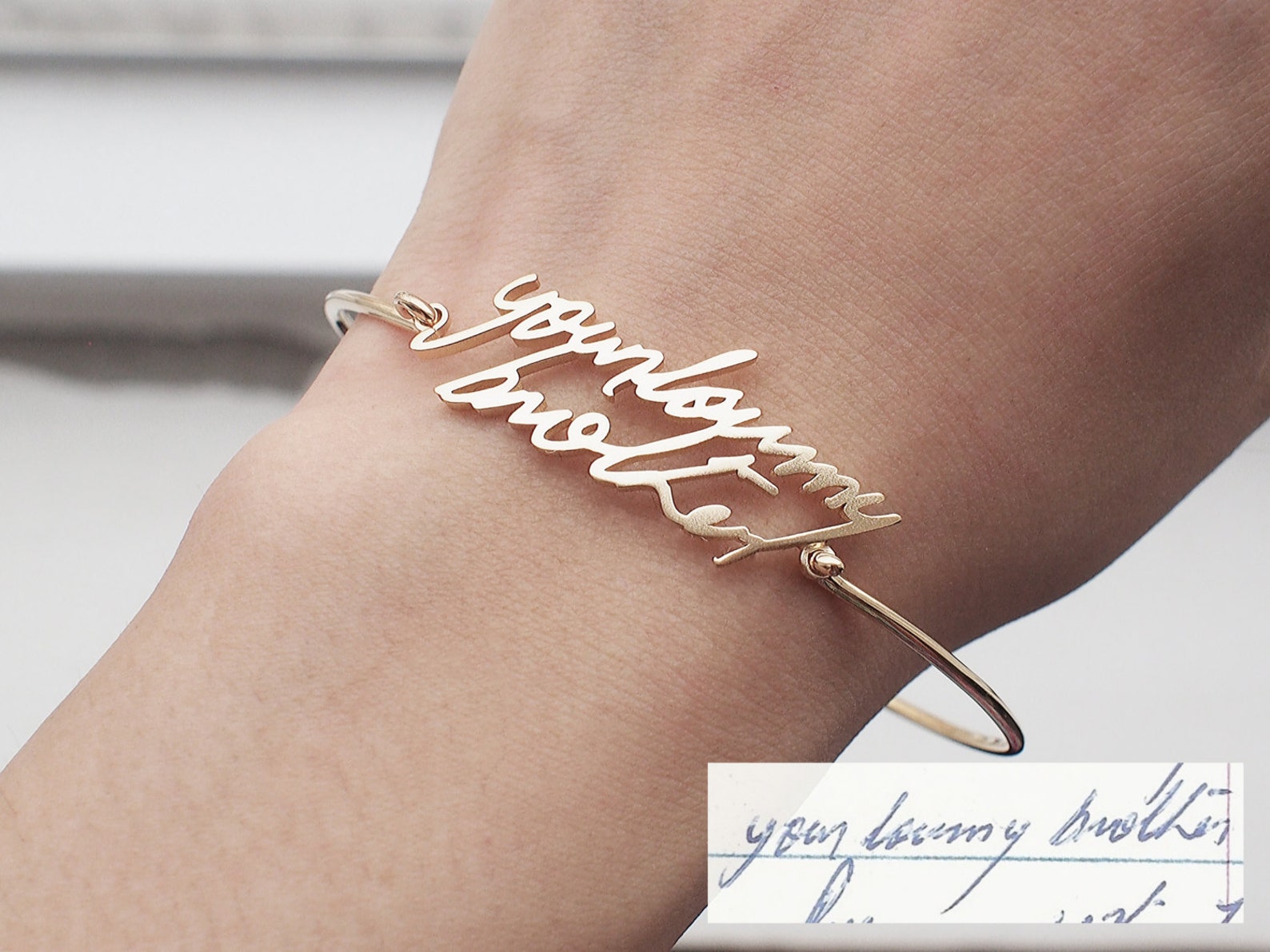 Memorial Signature Bangle / Personalized Handwriting Bangle / - Etsy