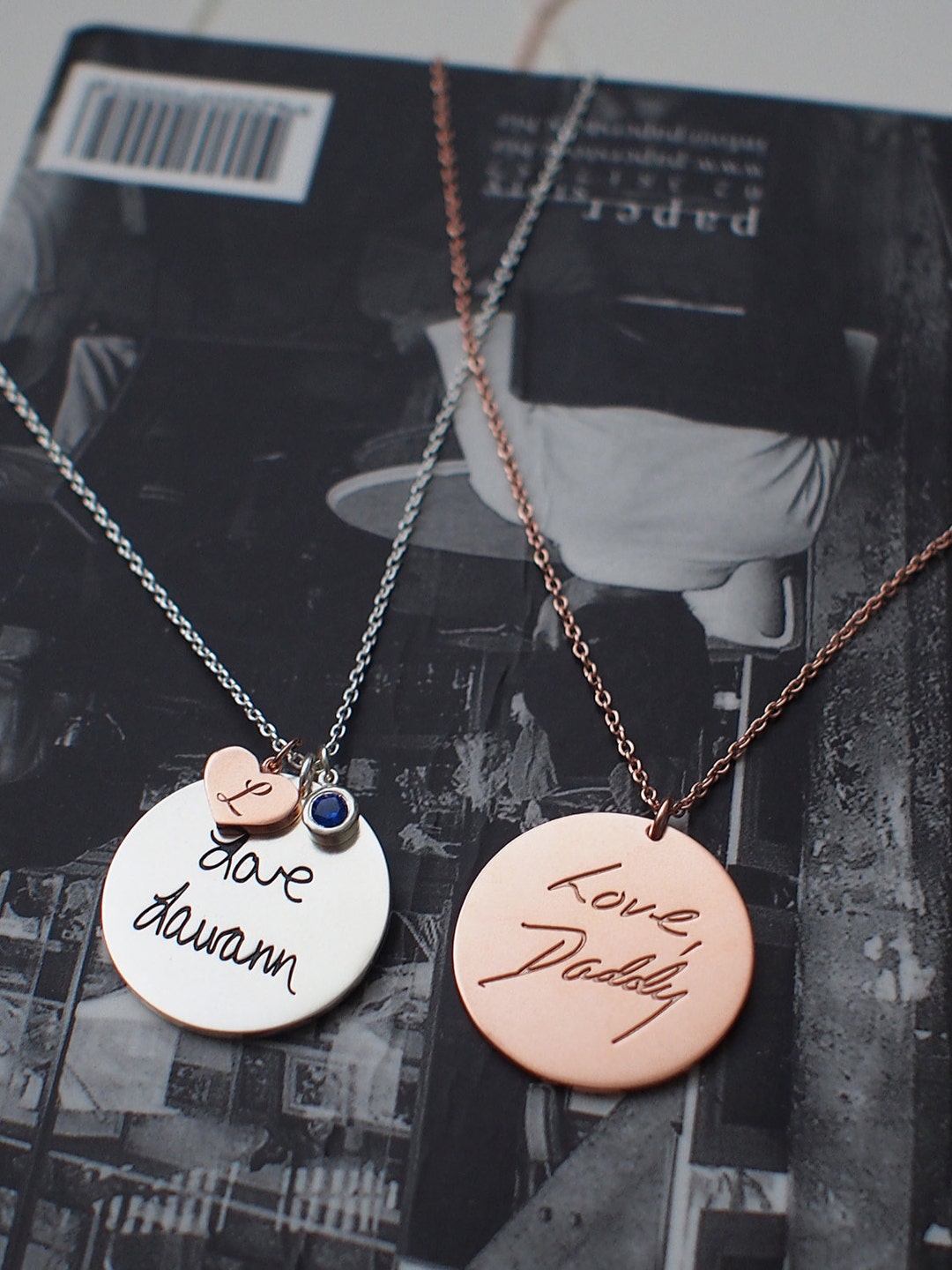 Actual Handwriting Necklace / Signature Necklace / Personalized Disc ...