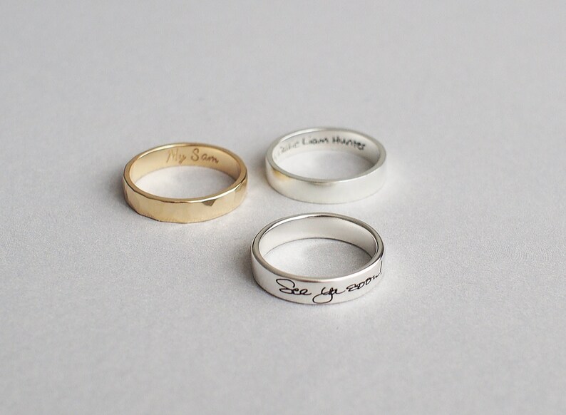 Actual Handwriting Ring / Custom Name Ring / Anniversary Rings - Etsy