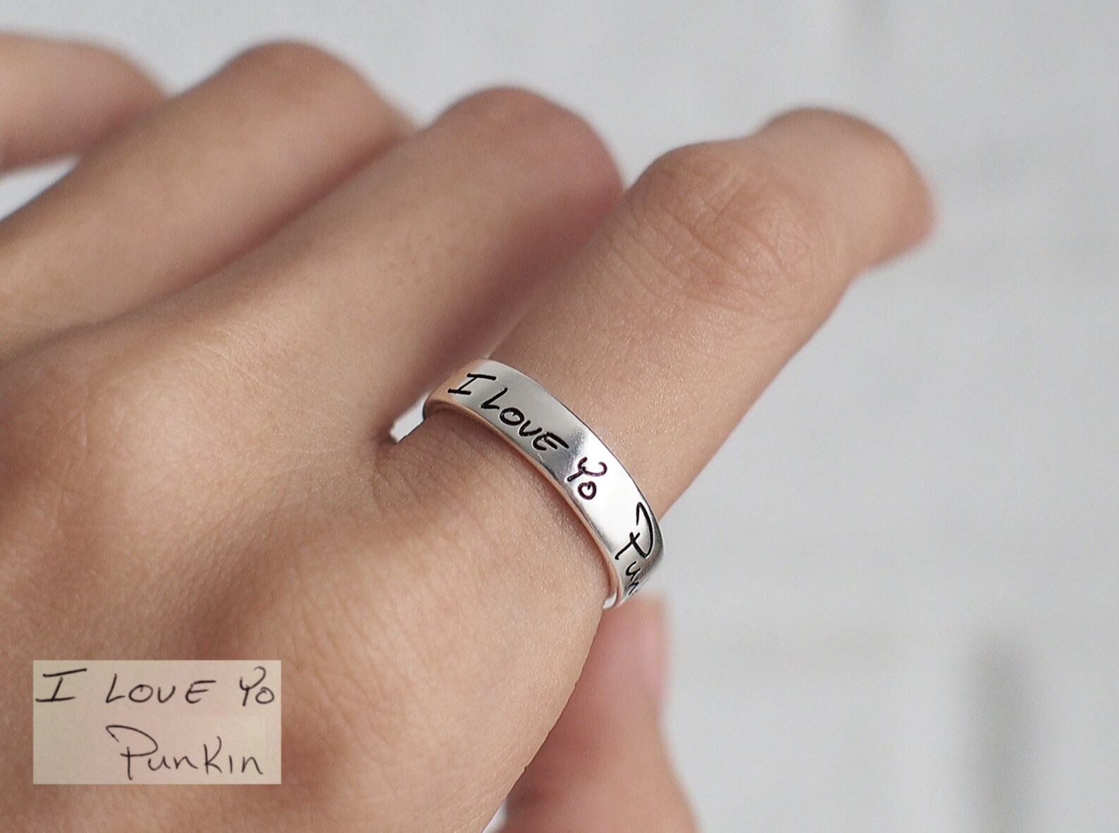 Actual Handwriting Ring / Custom Name Ring / Anniversary Rings - Etsy