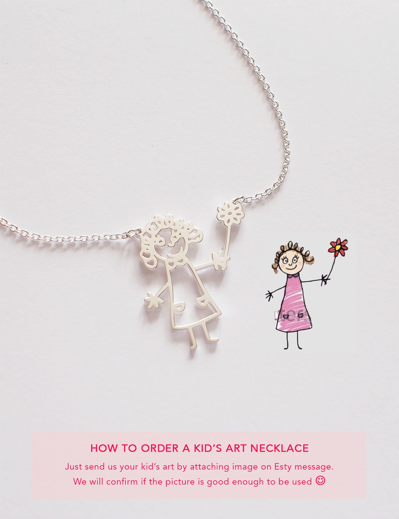 Your Childs Art Necklace Kids Drawing Jewelry Custom - Etsy
