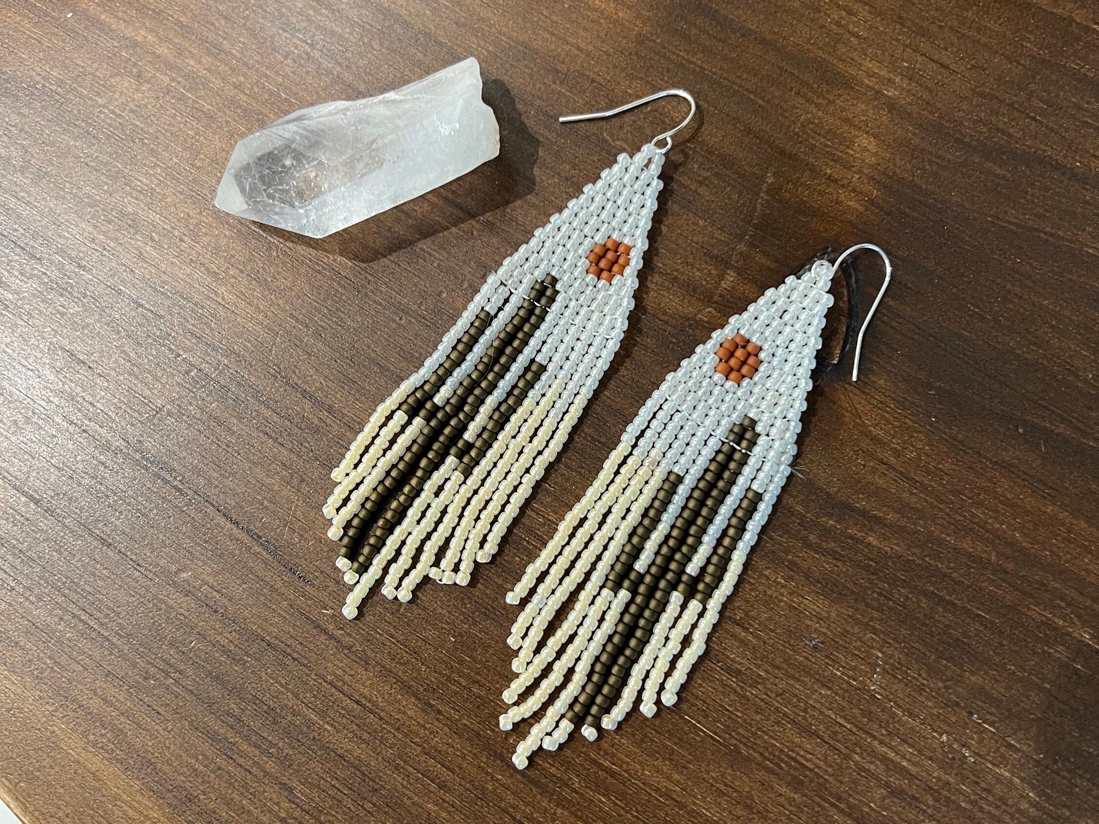 Boho Cactus Seed Bead Earrings / Fringe Earringe / Hand Weaved Earrings ...
