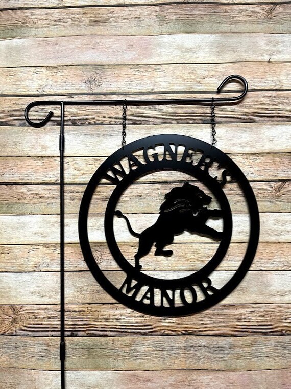 Lion Garden Flag Lion Yard Sign Customized Lion Sign | Etsy