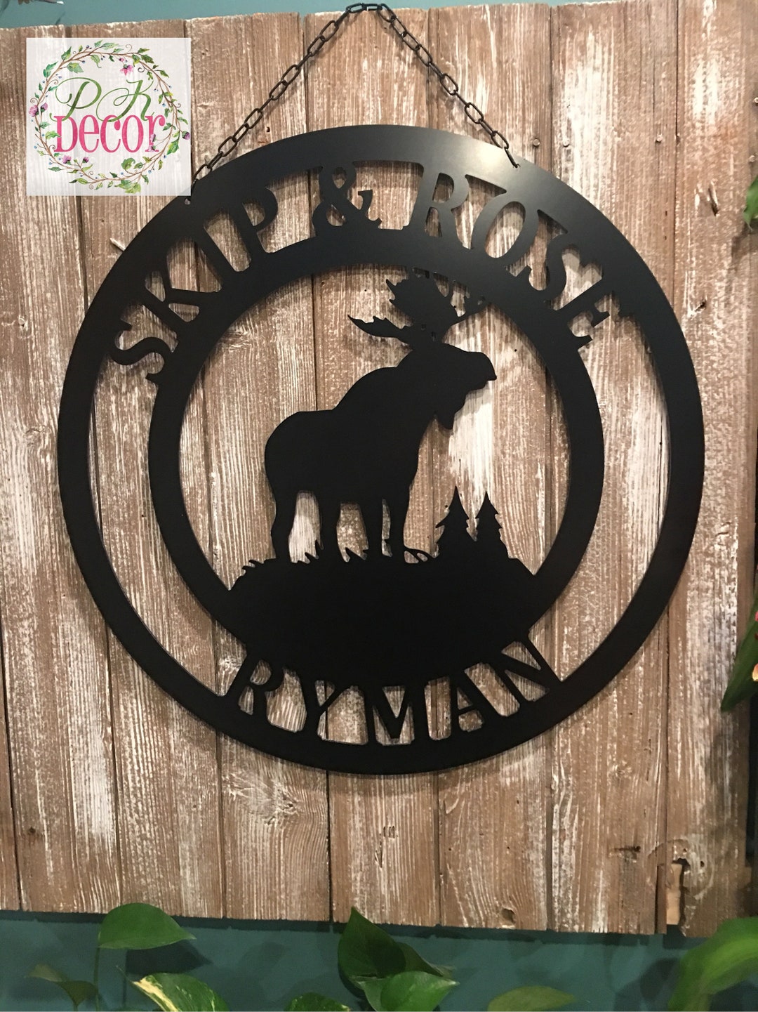 Custom Moose Cabin Sign Personalized Moose Mountain Home Door Hanger ...