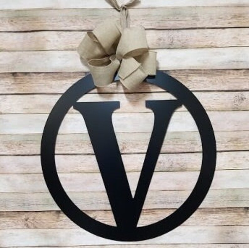 Initial Door Wreath 18 Inch Metal ACM Monogram Porch Sign - Etsy