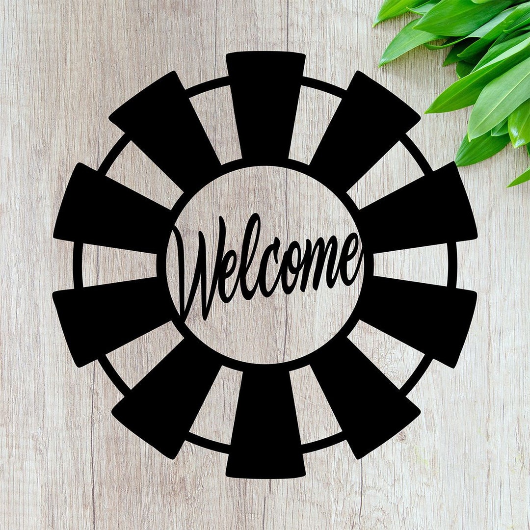 Windmill Welcome Sign Front Porch 24 Metal ACM Windmill Wall Decor ...