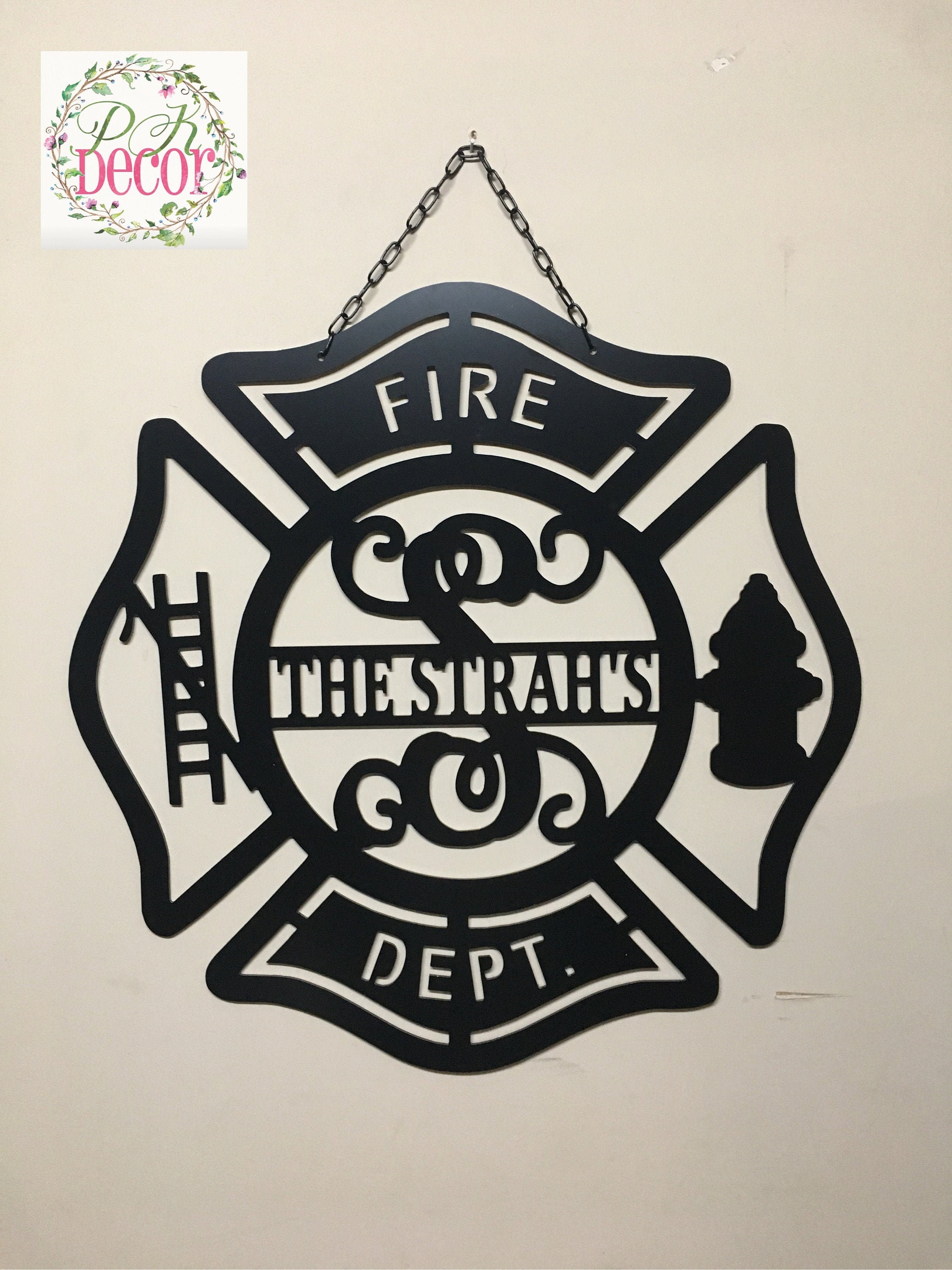 Fireman Sign ACM Metal 24 Monogram Firefighter Decor | Etsy