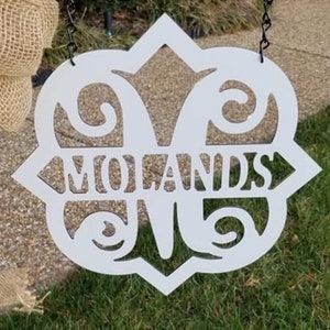 Split Letter Monogram Sign 18 Inch Metal ACM Quatrefoil Decor Last Name ...