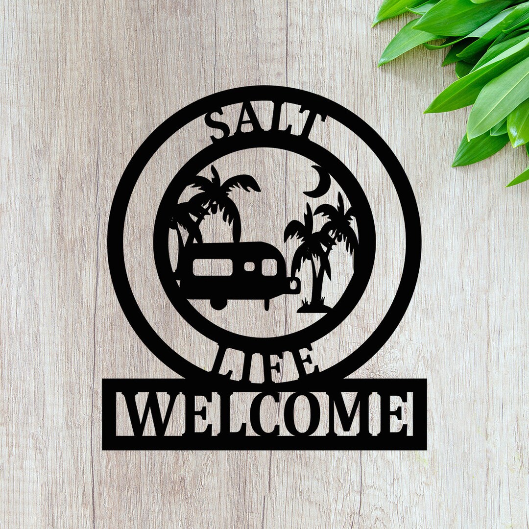 Customized Beach Camping Sign - Happy Campers Palm Trees Garden Flag ...