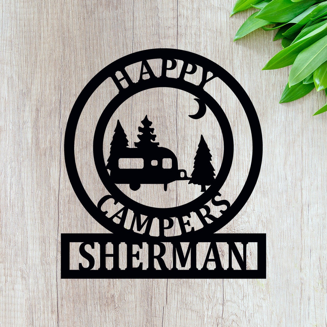 Customized Happy Camper Sign - Metal ACM Camping Garden Flag Decor ...