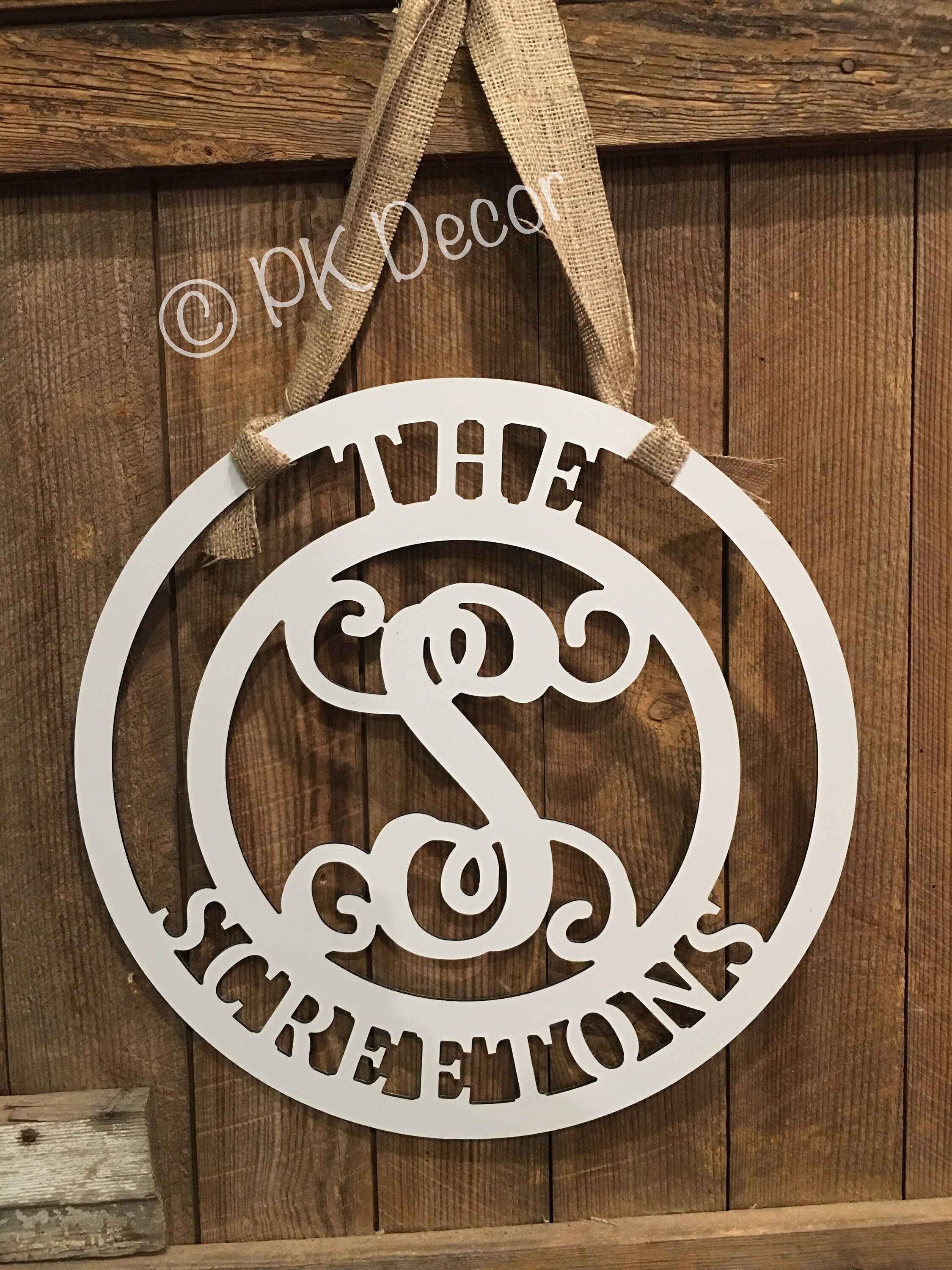 Personalized Family Name Sign ACM Metal Last Name Circle | Etsy