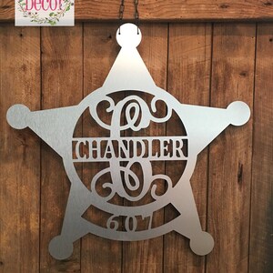 Customized Sheriff Badge Decor - Personalized Sheriff Star Door Hanger ...