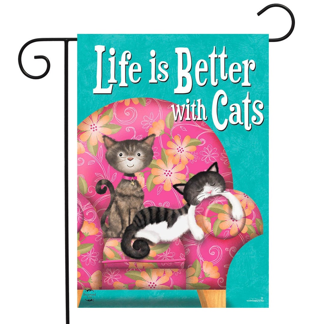 Cat Yard Art Cat Flag Cat Lover Gift for Women-life is Better With Cats ...