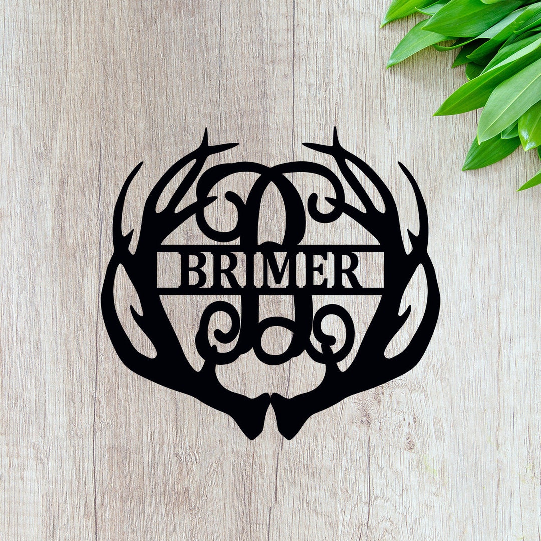 Deer Antler Decor Antler Monogram Door Hanger Antler Last Name Sign ...