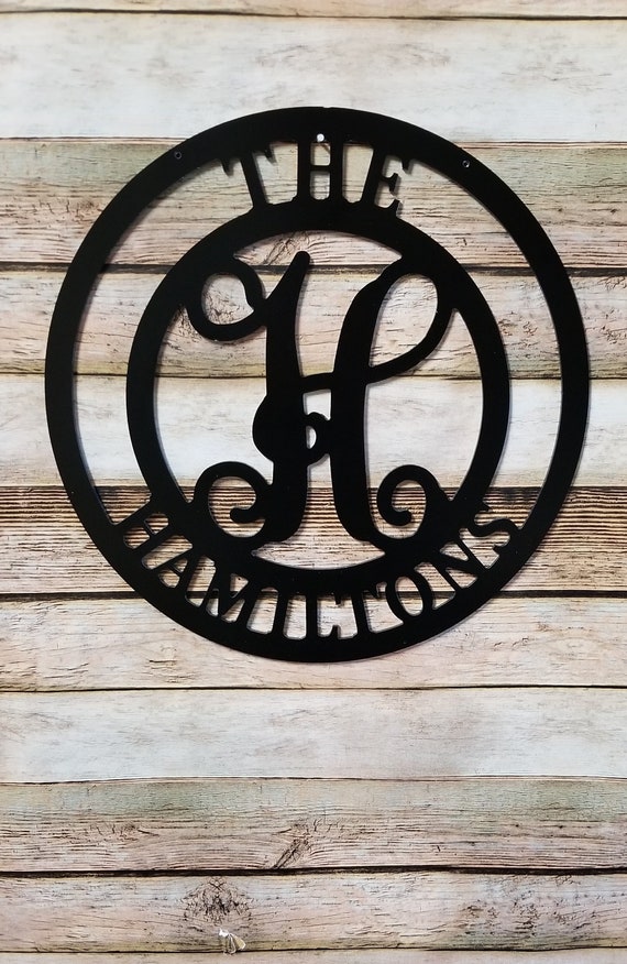 Personalized Family Name Sign ACM Metal Last Name Circle | Etsy