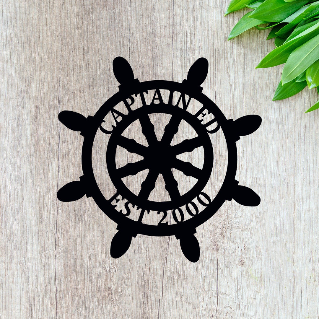 Captain Wheel Beach House Decor - 24" ACM Metal Nautical Sign - Beach ...