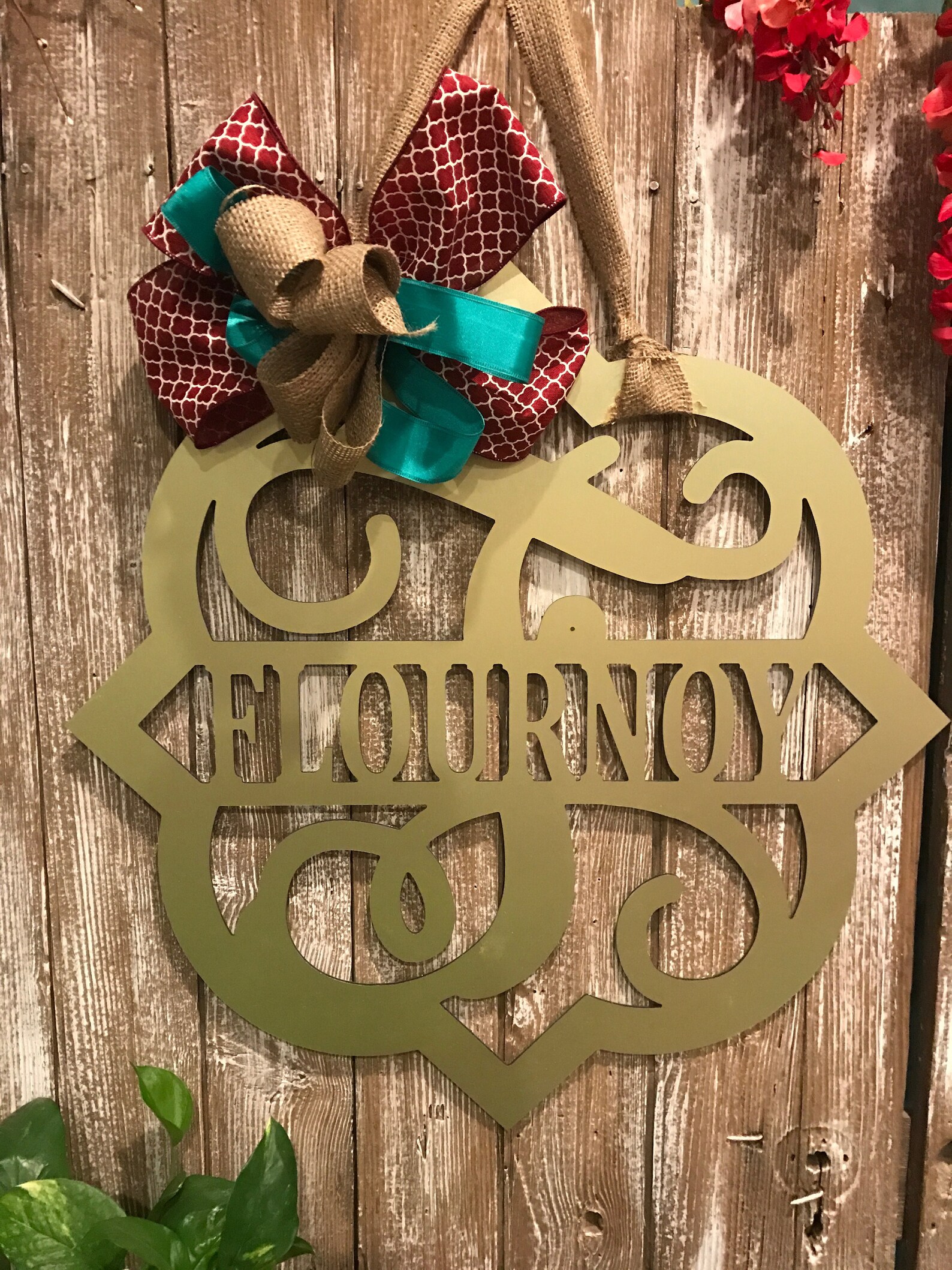 Split Letter Monogram Sign 18 Inch Metal ACM Quatrefoil - Etsy