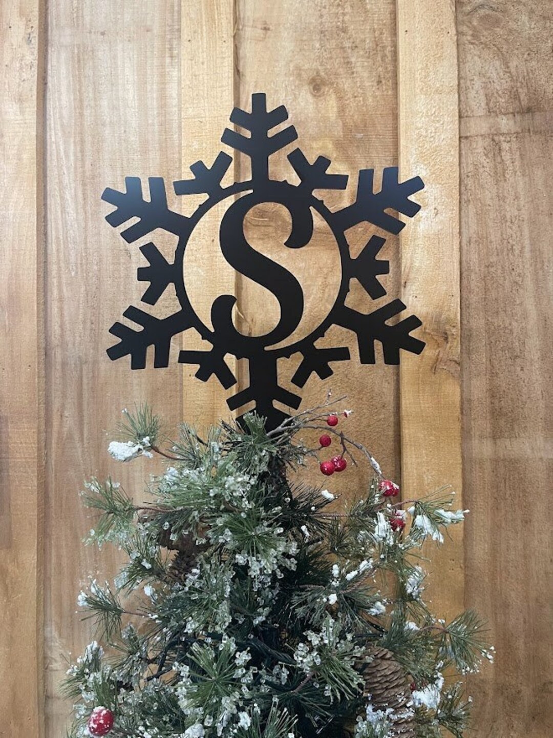 Initial Monogram Snowflake Tree Topper for Christmas Tree Christmas ...