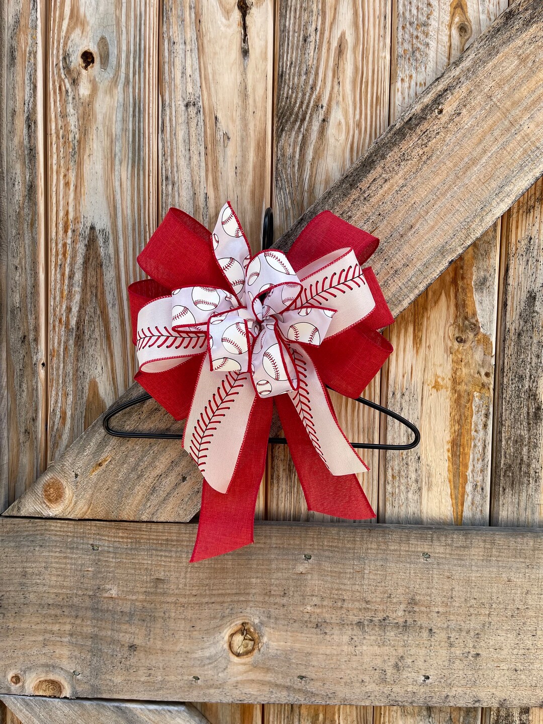 Red Baseball Bow for Sports Wreath - Baseball Mom Bow Decor - Red ...