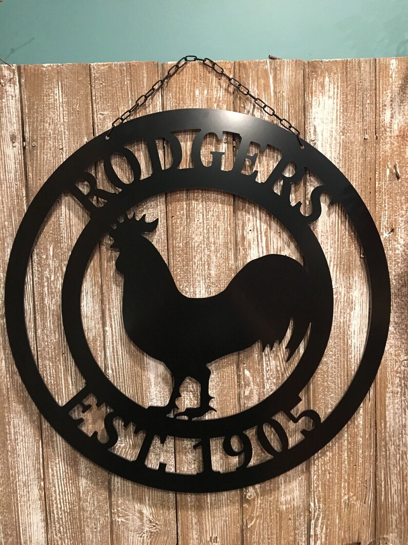 Custom Rooster Sign Last Name Rooster Door Hanger - Etsy New Zealand