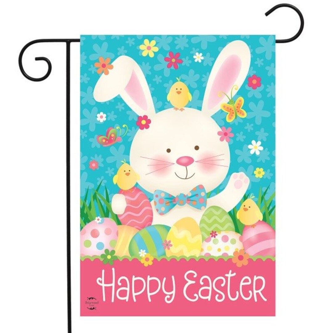 Happy Easter Garden Flag Easter Bunny Sign 12.5x18 Spring Rabbit Yard ...