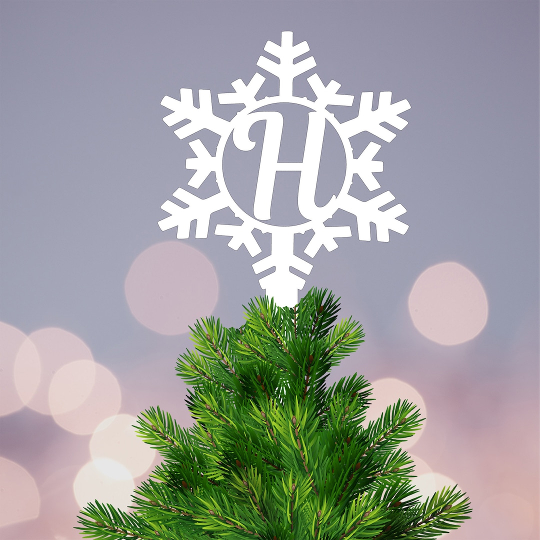 Initial Monogram Snowflake Tree Topper for Christmas Tree - Christmas ...