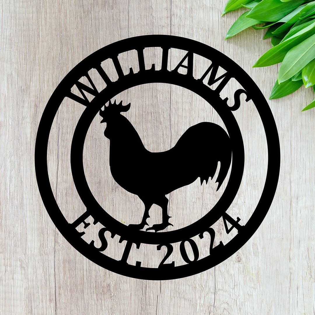 Custom Rooster Sign - Last Name Rooster Door Hanger - Personalized ...