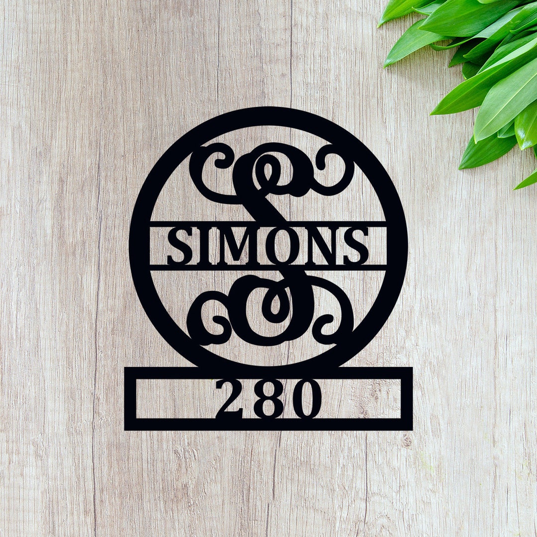 Customized Script Last Name Monogram Metal ACM Door Wreath Personalized ...