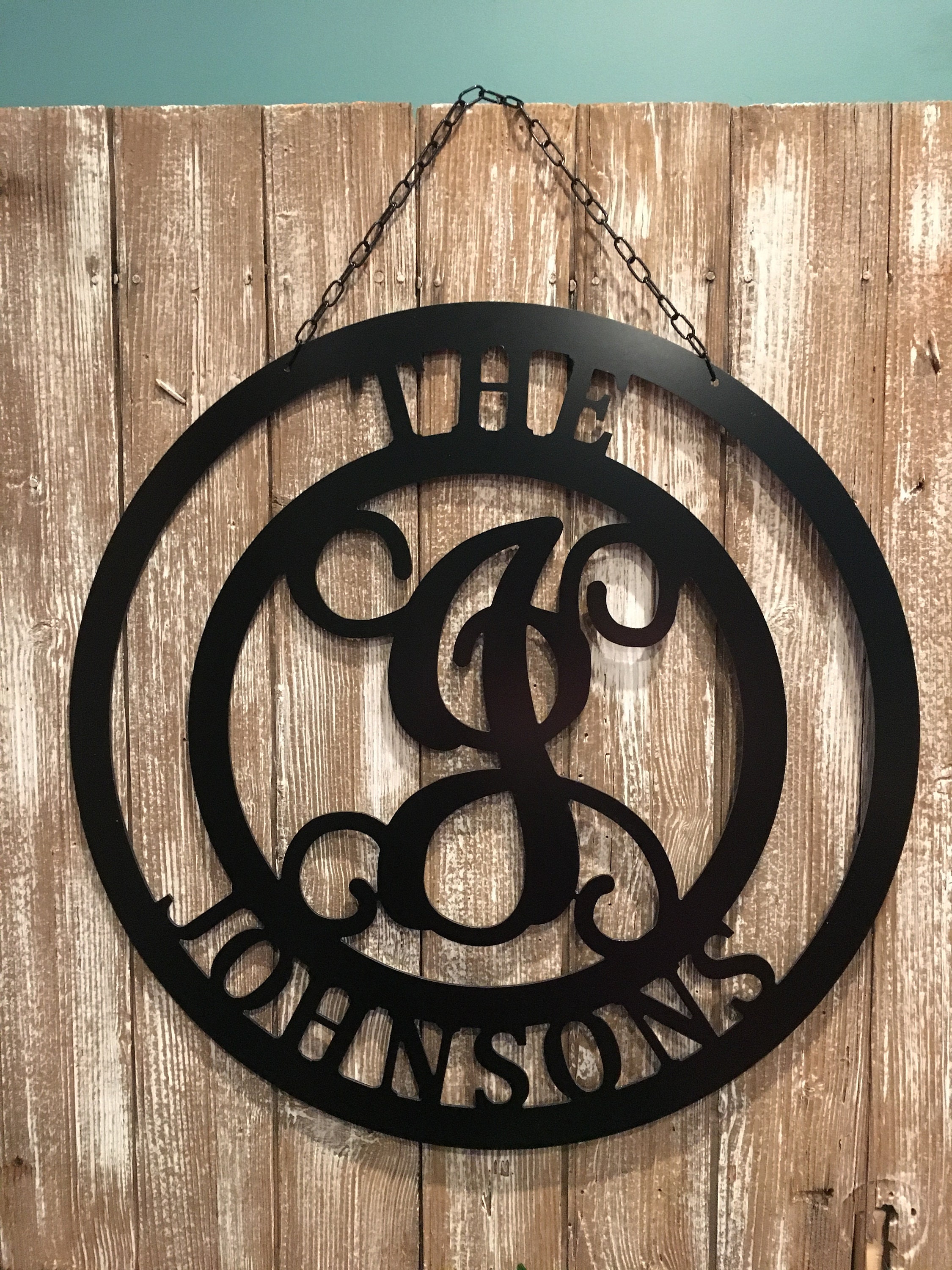 Personalized Family Name Sign ACM Metal Last Name Circle | Etsy