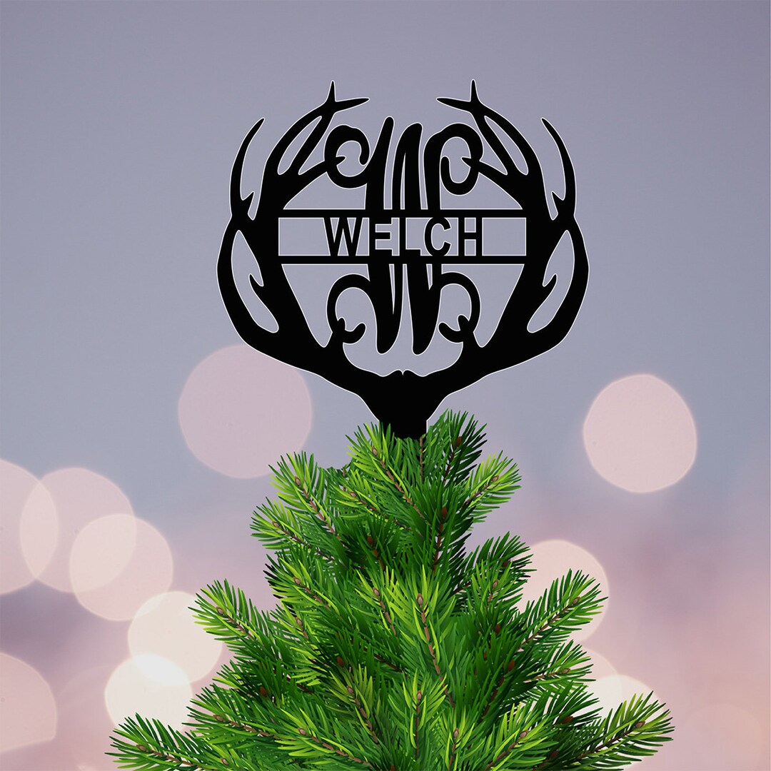 Personalized Deer Antler Christmas Tree Topper Customized Family Name ...
