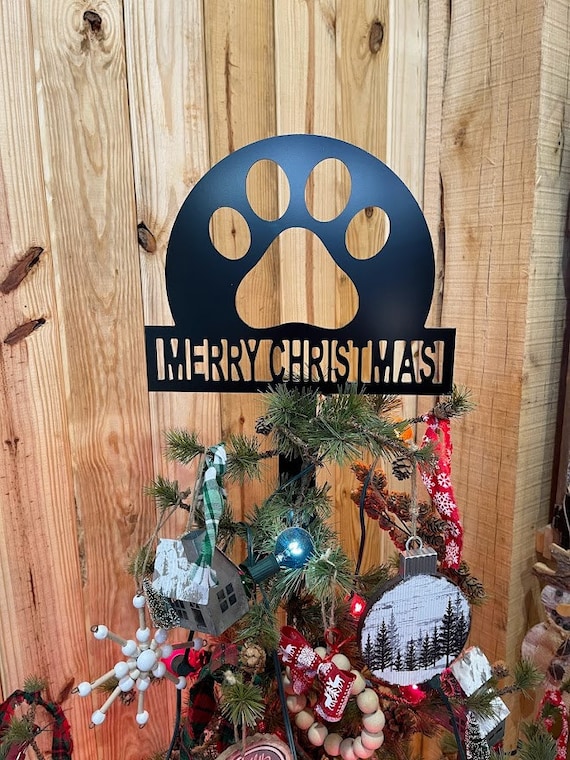 Dog Tree Topper Personalized With Paw Prints and Name or Words - Etsy
