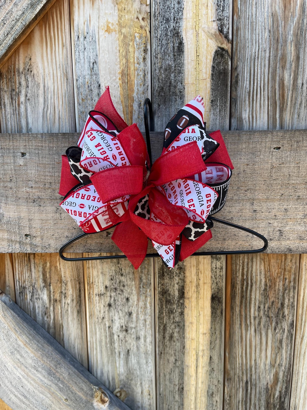 Georgia Bulldog Christmas Tree Topper Bow, UGA Christmas Ornament Bow ...