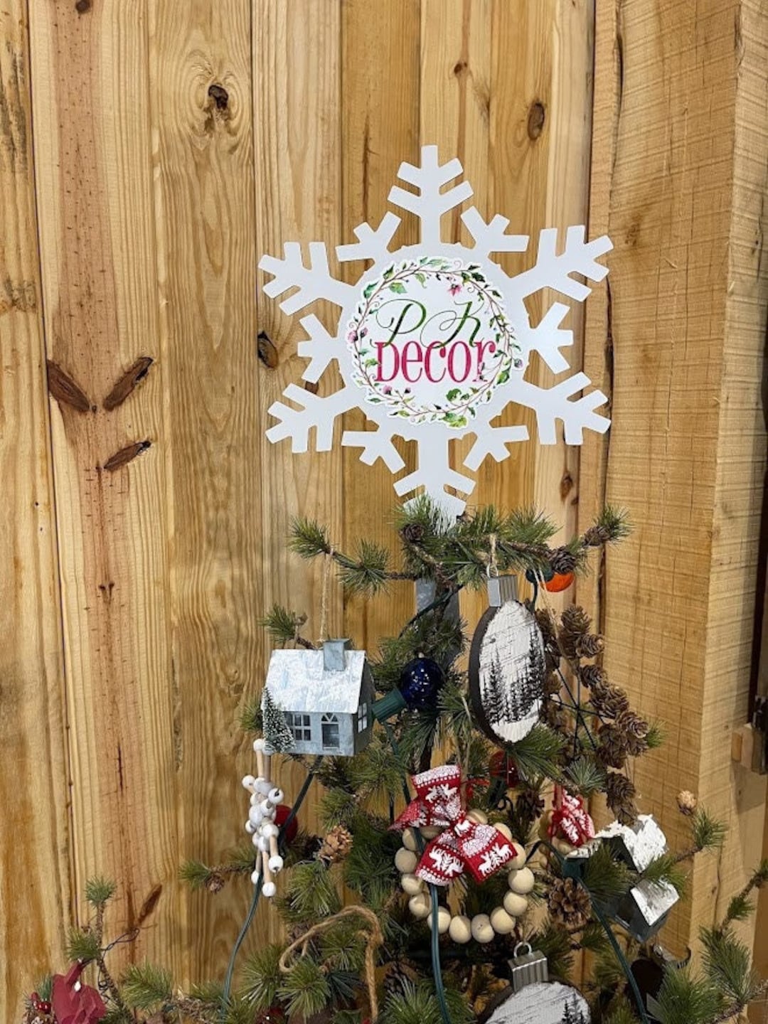 Custom Business Logo Tree Topper for Christmas Tree - Snowflake ...