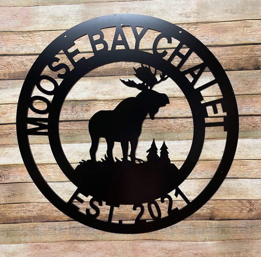 Custom Moose Cabin Sign Personalized Moose Mountain Home - Etsy