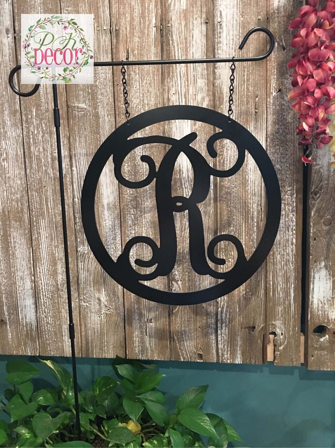 Initial Monogram Sign - Initial Garden Flag - Last Name Initial Wall ...