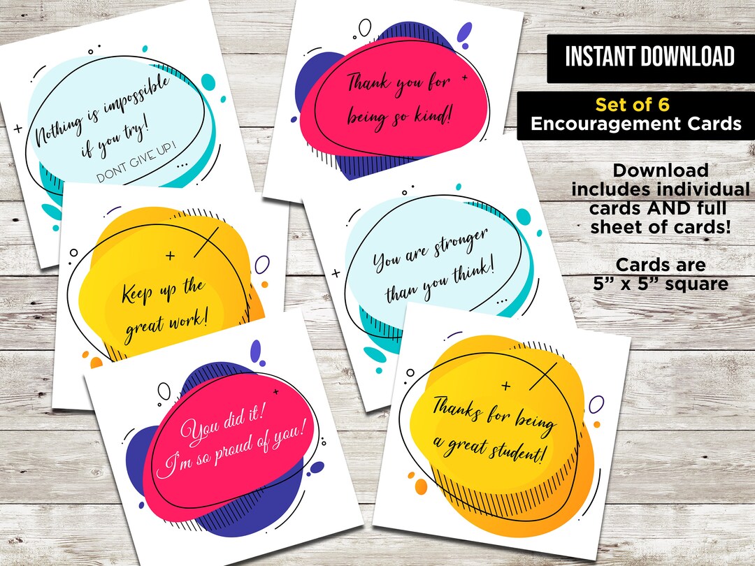 Encouragement Cards | Colorful for Students, Teachers | Inspirational ...
