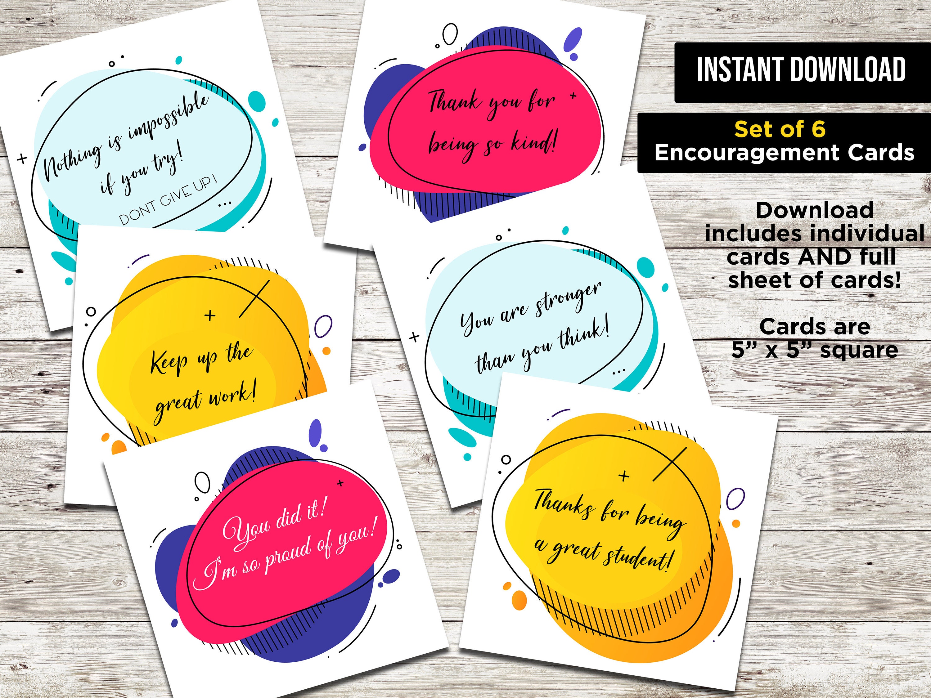 Encouragement Cards | Colorful for Students, Teachers | Inspirational ...