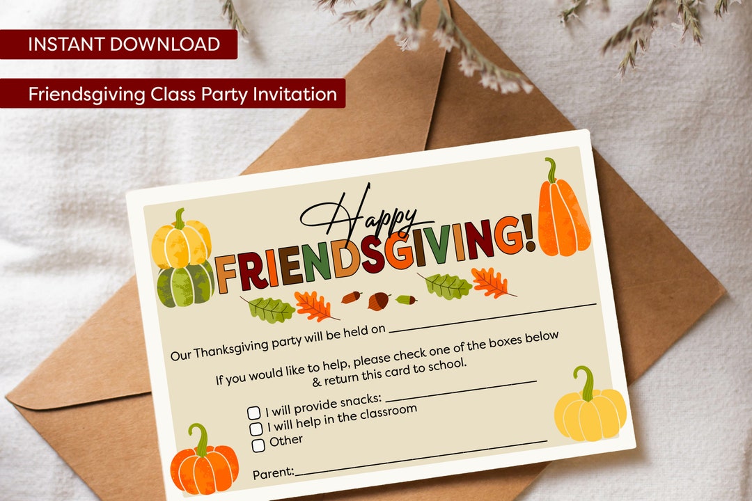Friendsgiving-thanksgiving-class-party-invitation - Etsy