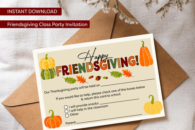 Friendsgiving-thanksgiving-class-party-invitation - Etsy