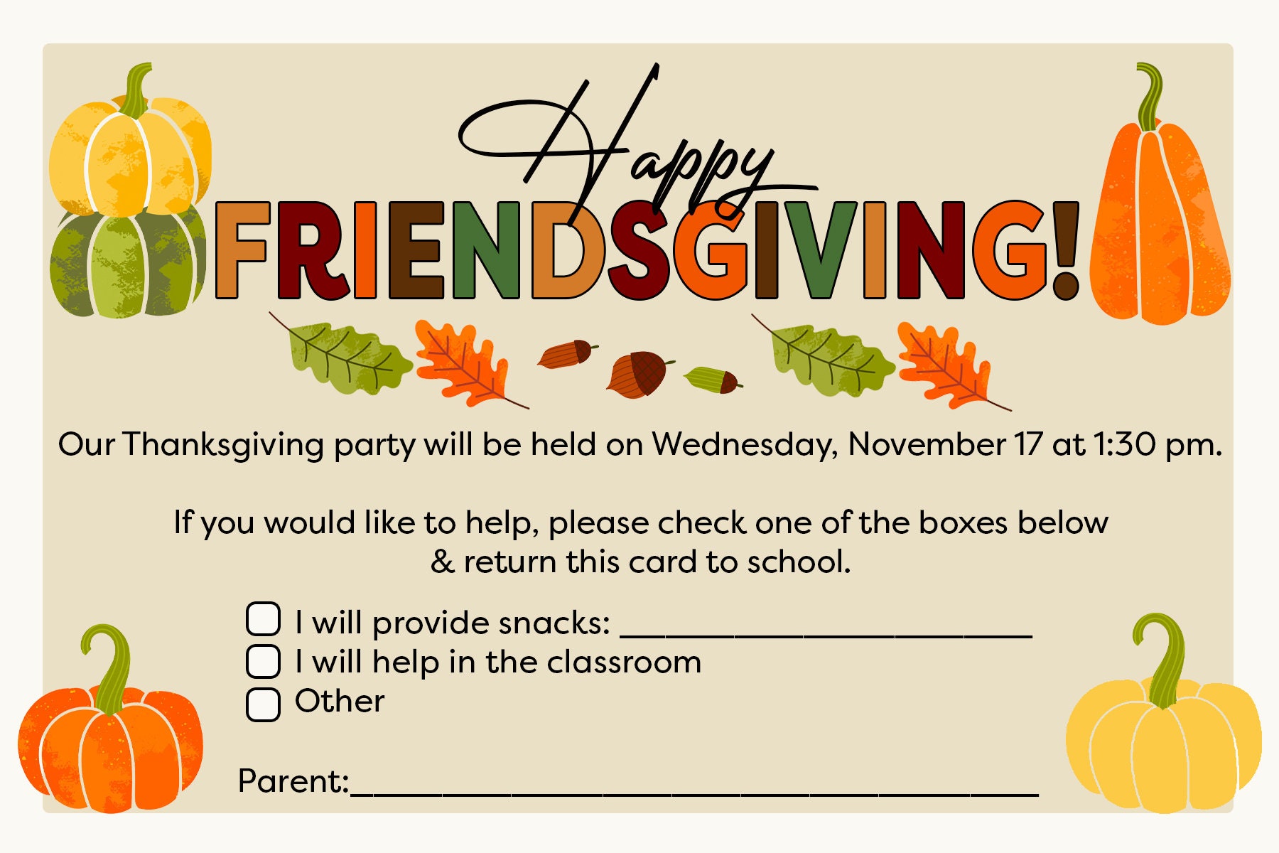 Friendsgiving-thanksgiving-class-party-invitation - Etsy