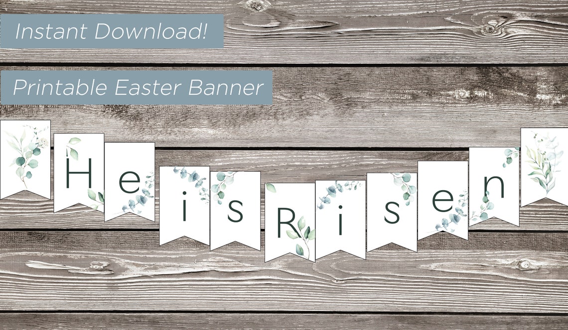 Easter Pennant Banner He is Risen Banner Instant Download - Etsy