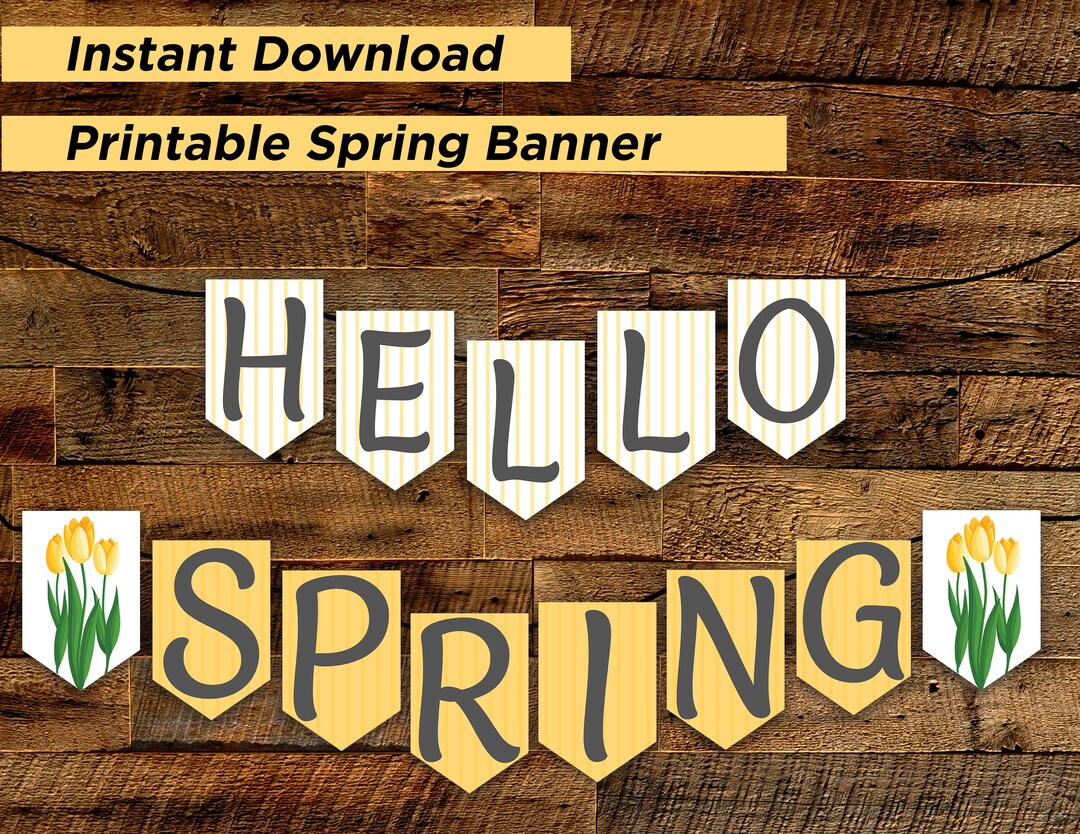 Spring Banner - Hello Spring - Pennant Banner - Tulips - Etsy